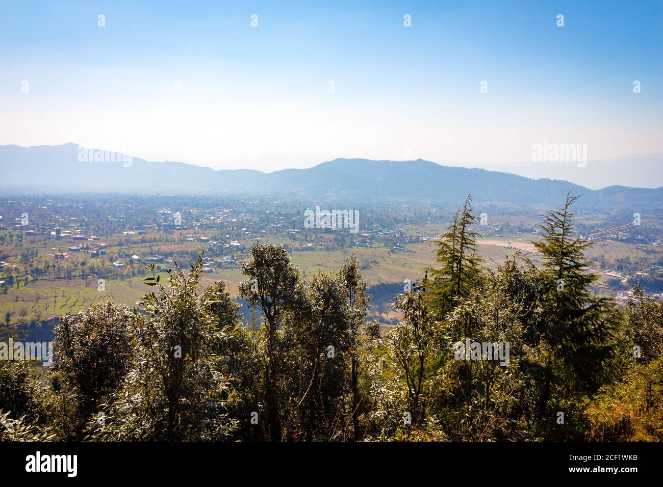 Bir Village from a high trekking point in Himachal Pradesh, India. Bir ...