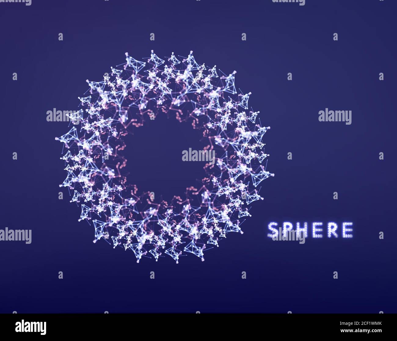 Sphere. Illustration with connected lines and dots. Abstract grid ...