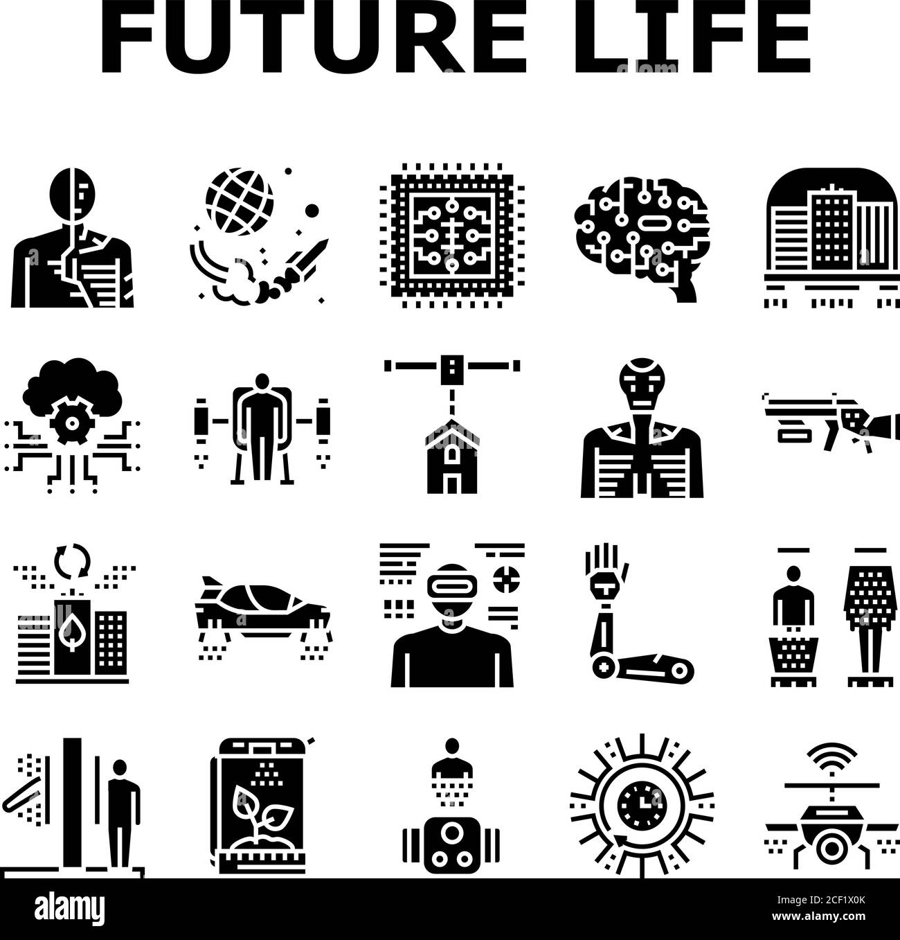 Future Life Devices Collection Icons Set Vector Stock Vector Image ...