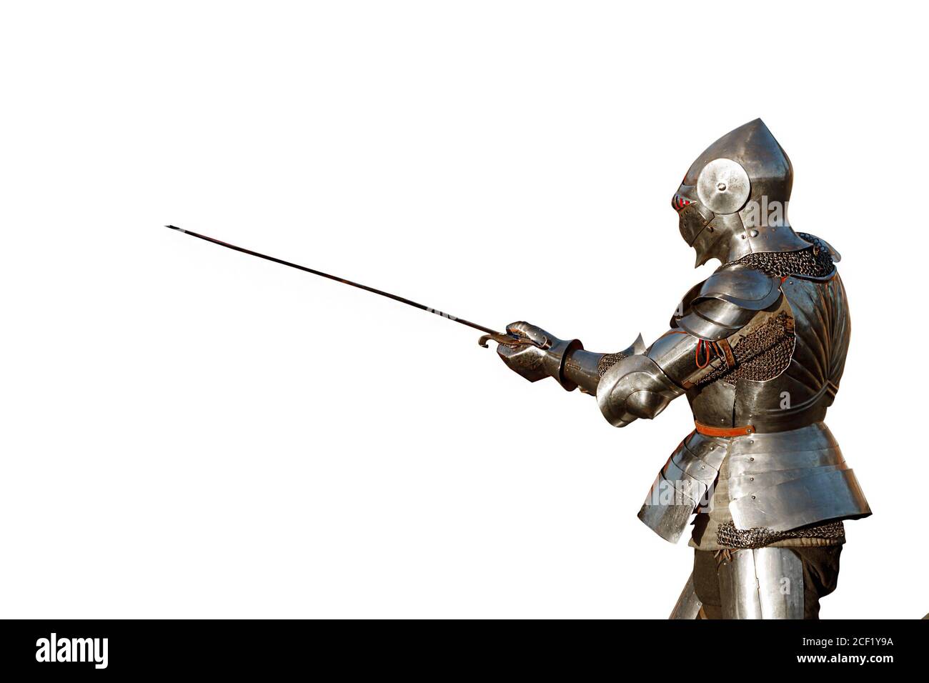 european knight in armor isolated on white background Stock Photo - Alamy