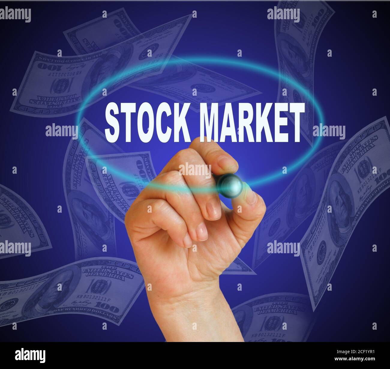 writing words ' stock market ' on white background made in 2d software ...