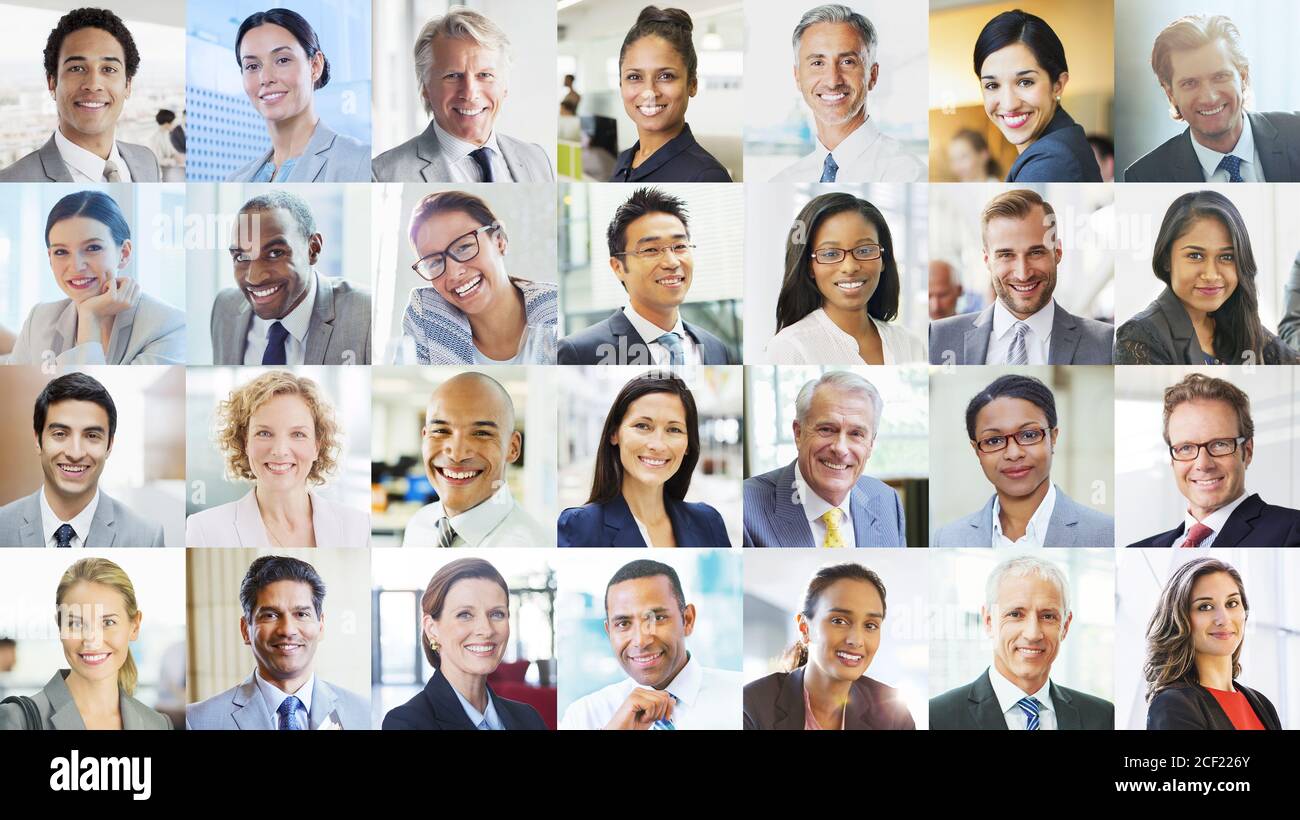 Portrait smiling business people video conferencing on screen Stock ...