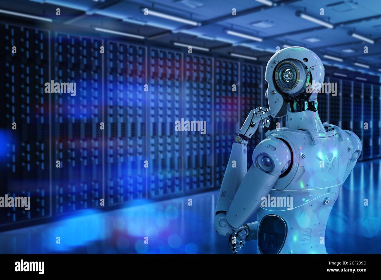 3d rendering automatiaon robot working in server room Stock Photo - Alamy