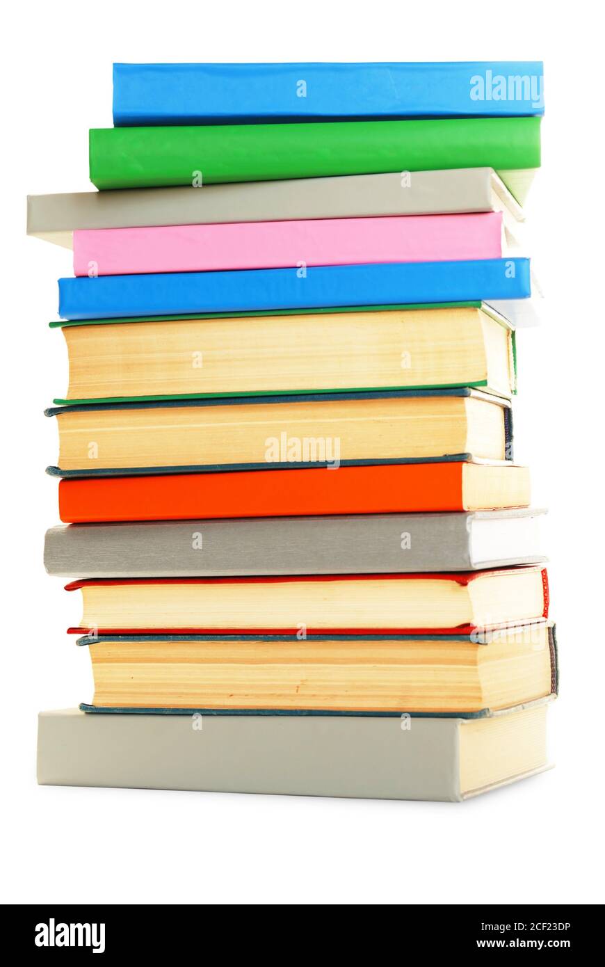 Stack of different color books, isolated over white Stock Photo - Alamy