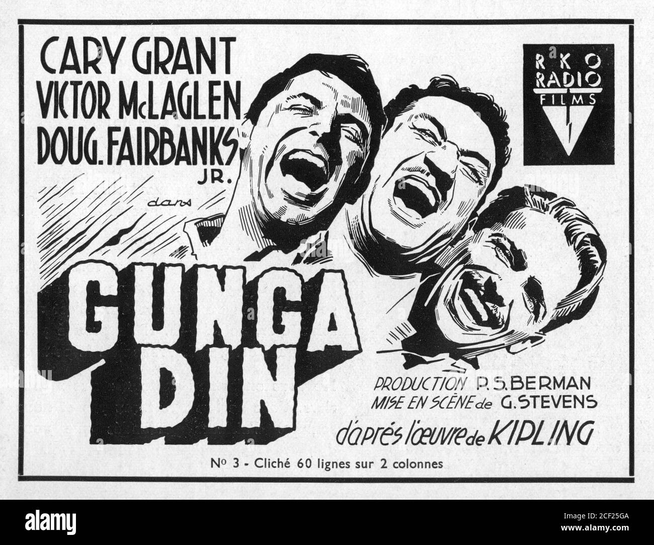 CARY GRANT VICTOR McLAGLEN and DOUGLAS FAIRBANKS Jr in GUNGA DIN 1939 ...