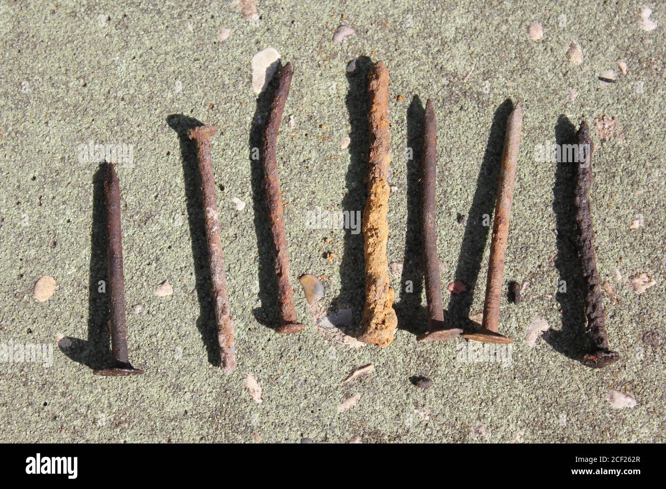 A pile of rusted nails laying on the ground Stock Photo - Alamy