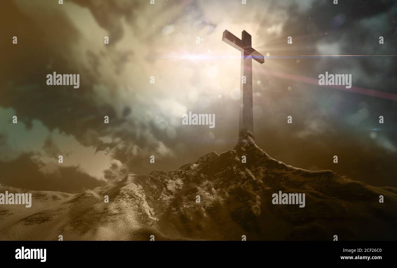 Cross rising into the sky hi-res stock photography and images - Alamy