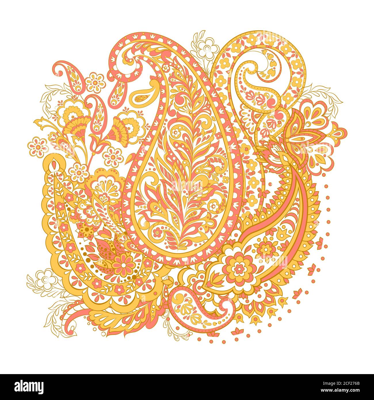 paisley isolated pattern. damask vector illustration Stock Vector Image ...