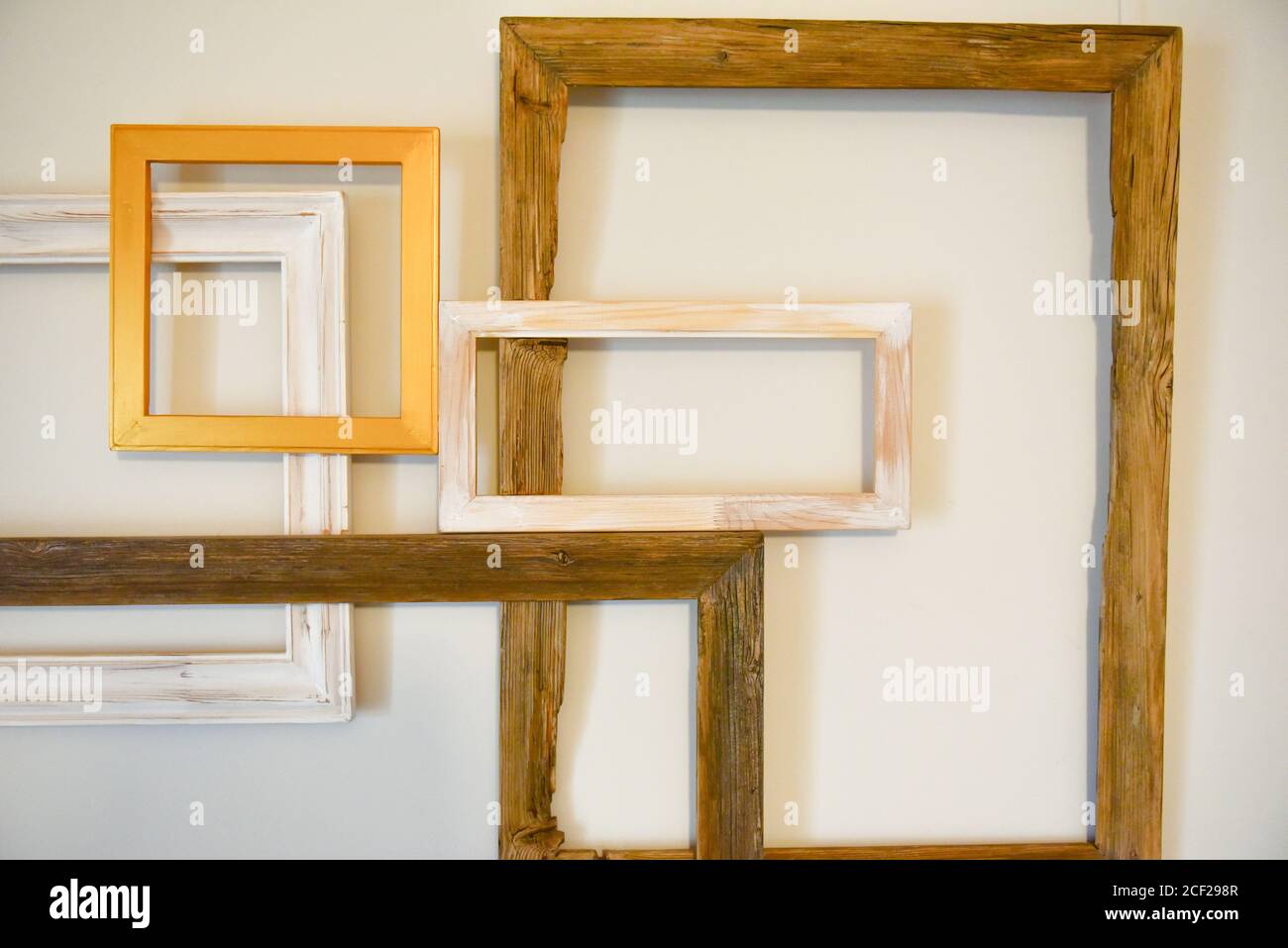 Set of empty picture frames with free space inside, isolated on light ...