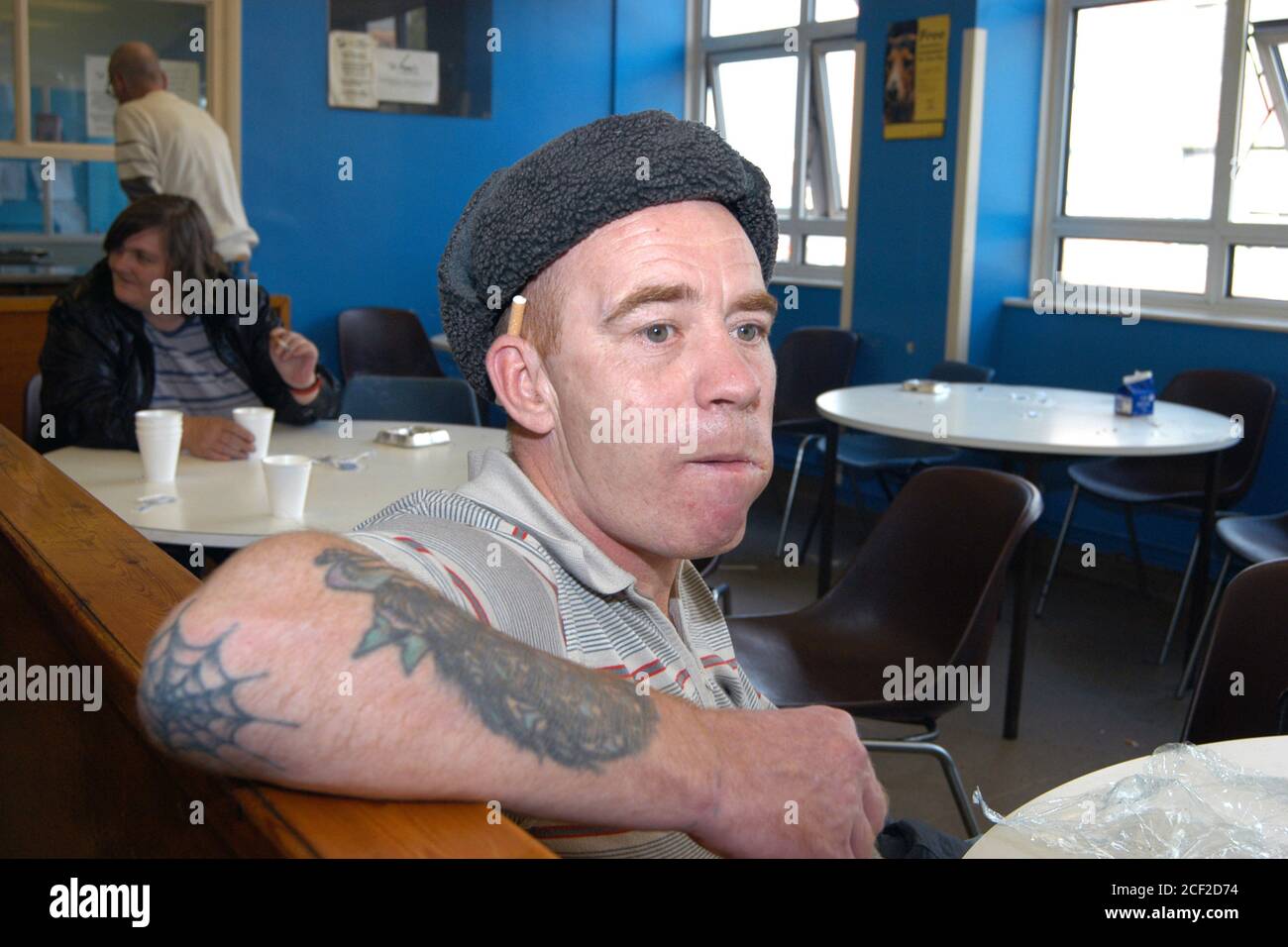 Homeless man at St Anne's drop in centre for homeless people; Leeds UK ...