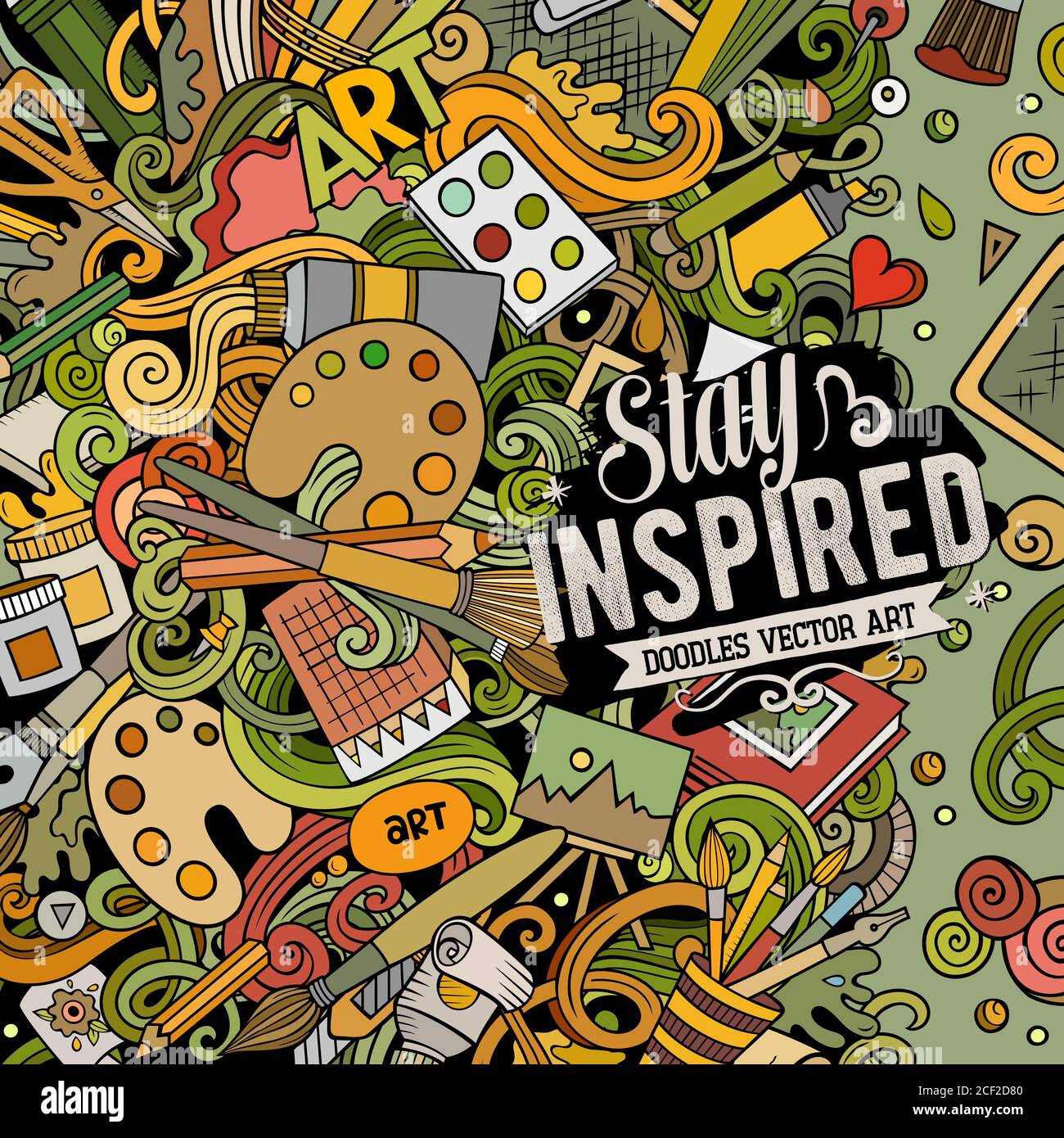 Cartoon vector doodles Art card. Artistic funny border Stock Vector ...