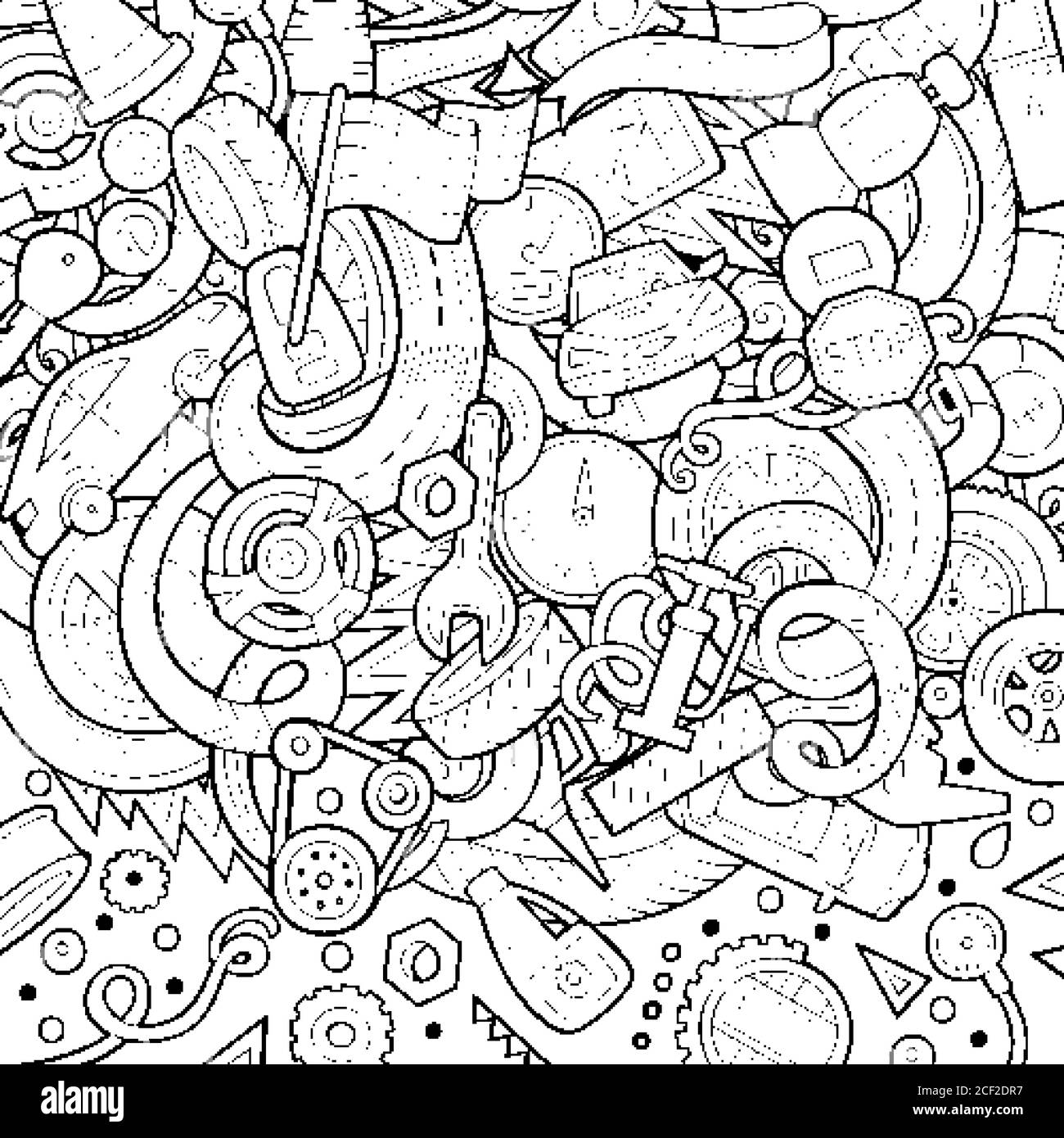 Cartoon cute doodles Vehicle frame. Border with cars symbols and items ...