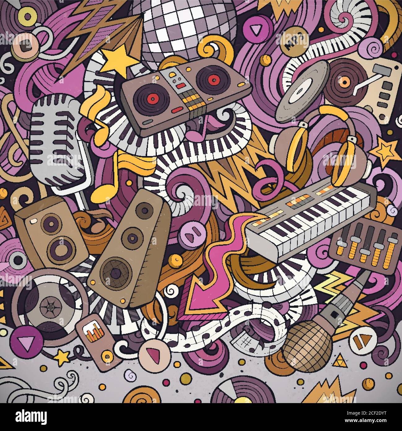 Cartoon vector doodles Disco music frame Stock Vector Image & Art - Alamy