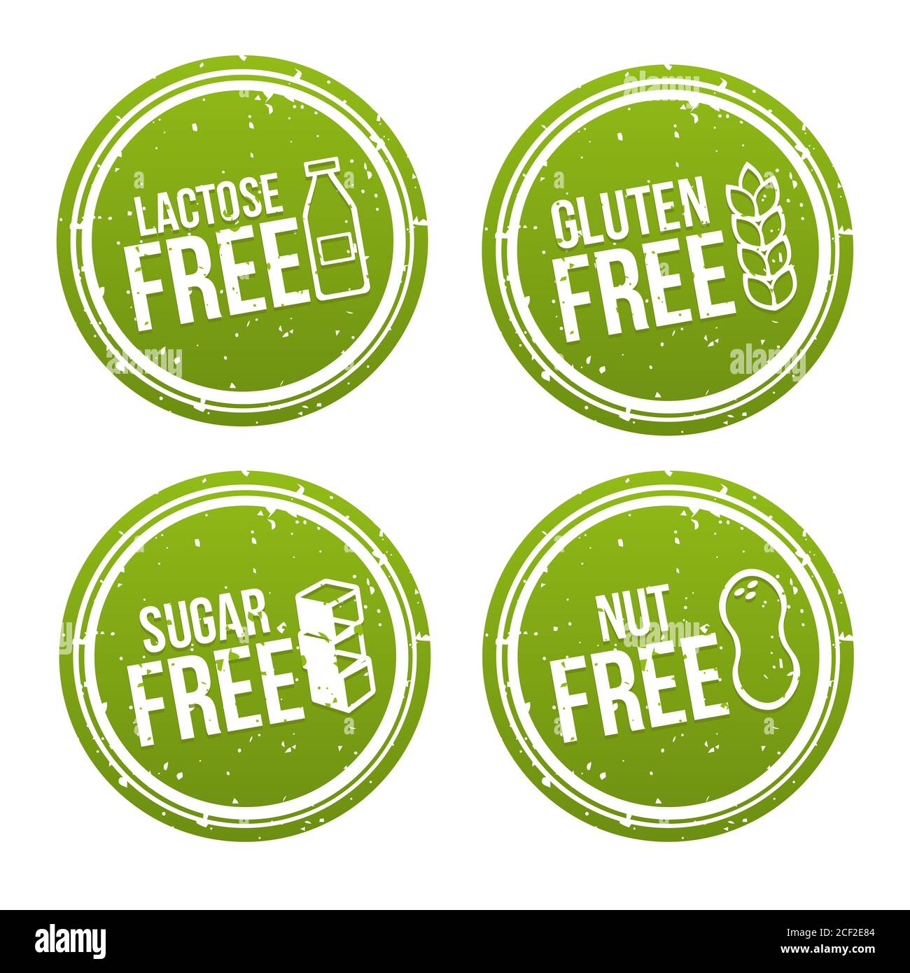 Set of Allergen free Badges. Lactose free, Gluten free, Sugar free, Nut ...