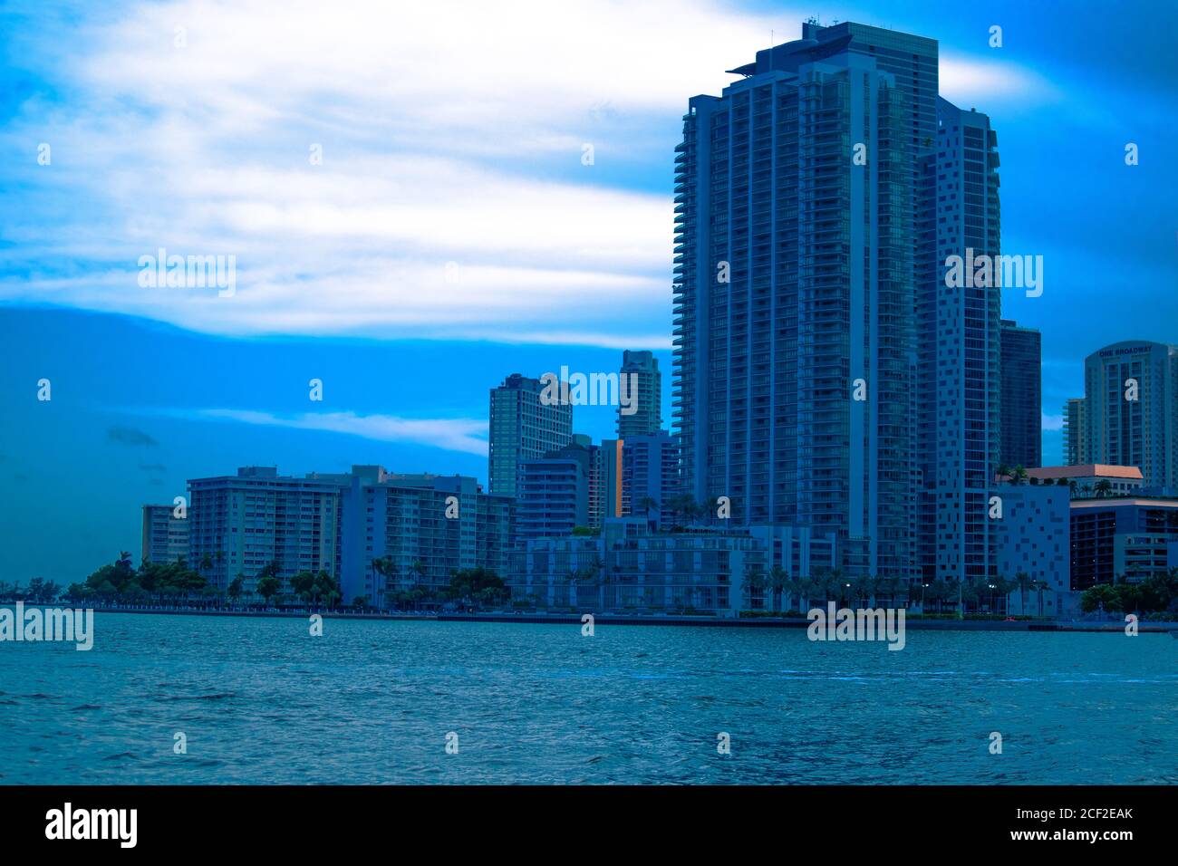 High rises next to the Miami South Channel in Brickell Miami, Florida ...