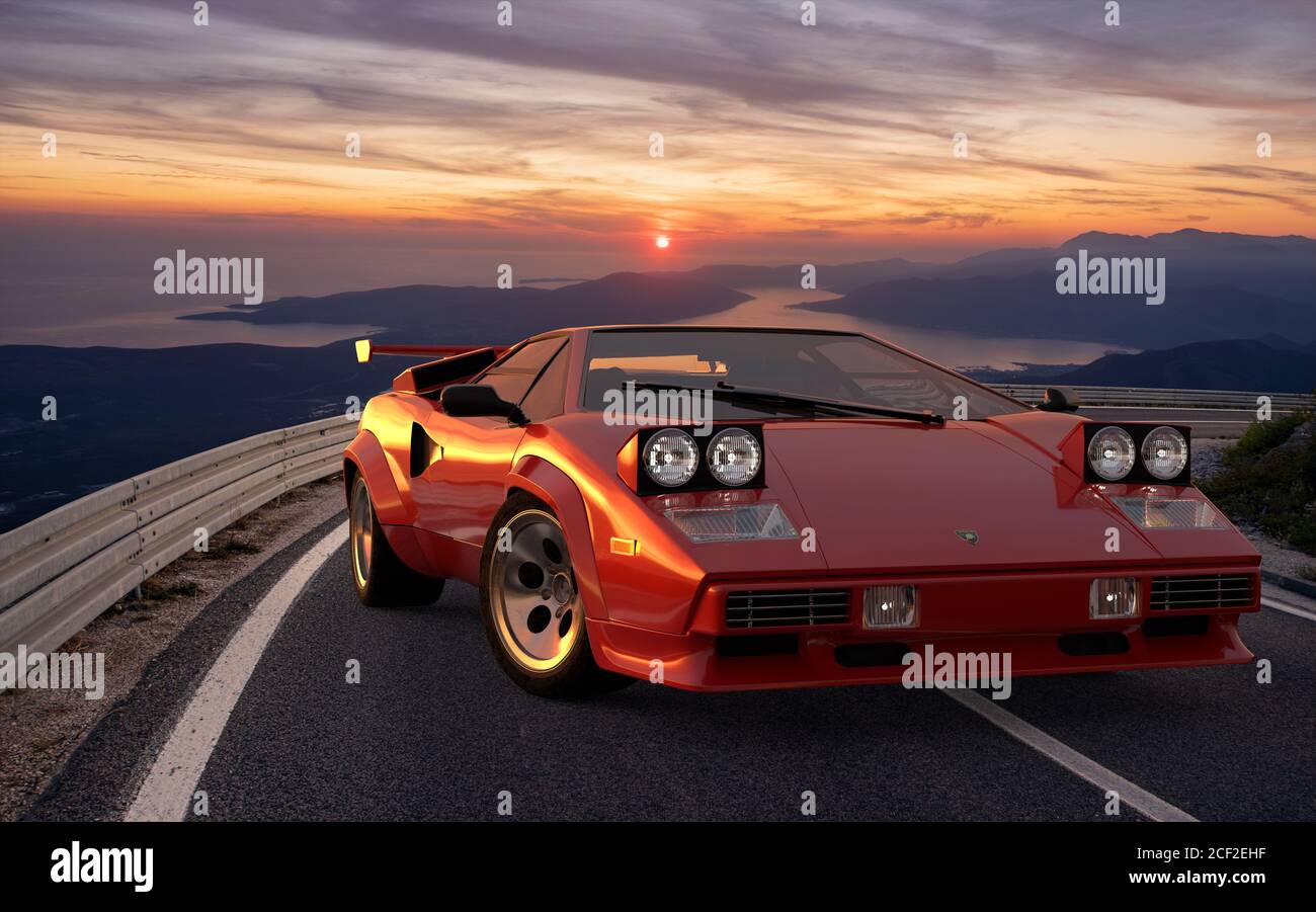 Red Lamborghini Countach Wallpaper
