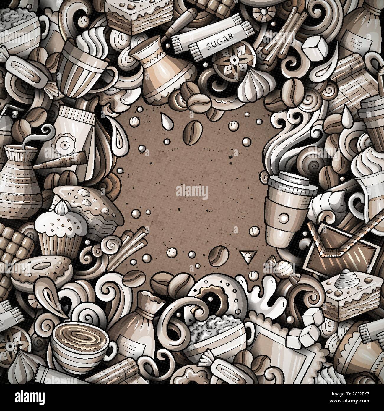 Cartoon vector doodles Coffee frame Stock Vector Image & Art - Alamy