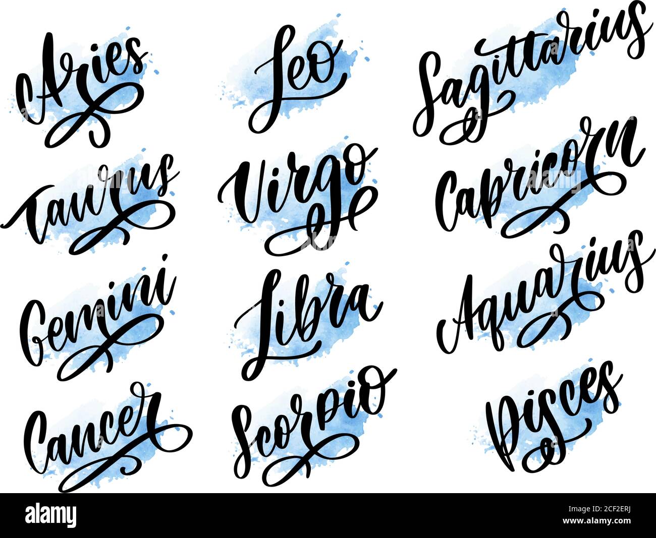 Zodiac lettering Vector Sign. Cartoon astrology text illustration ...