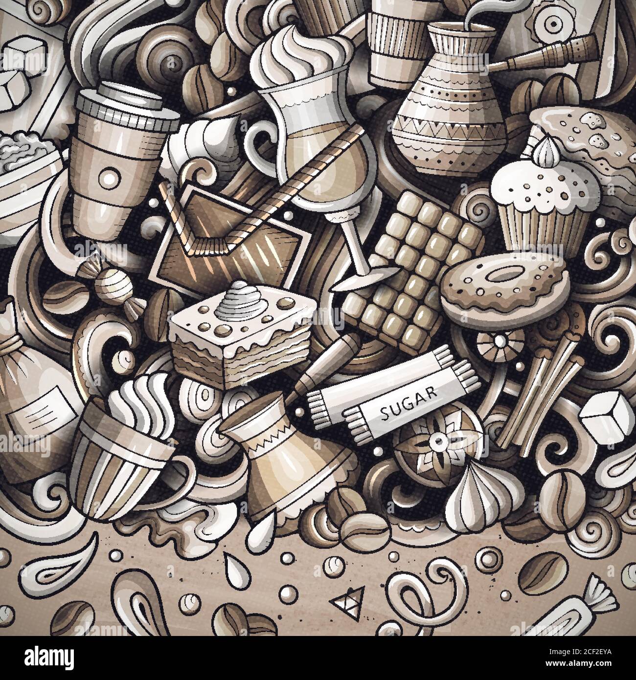 Cartoon vector doodles Coffee frame Stock Vector Image & Art - Alamy