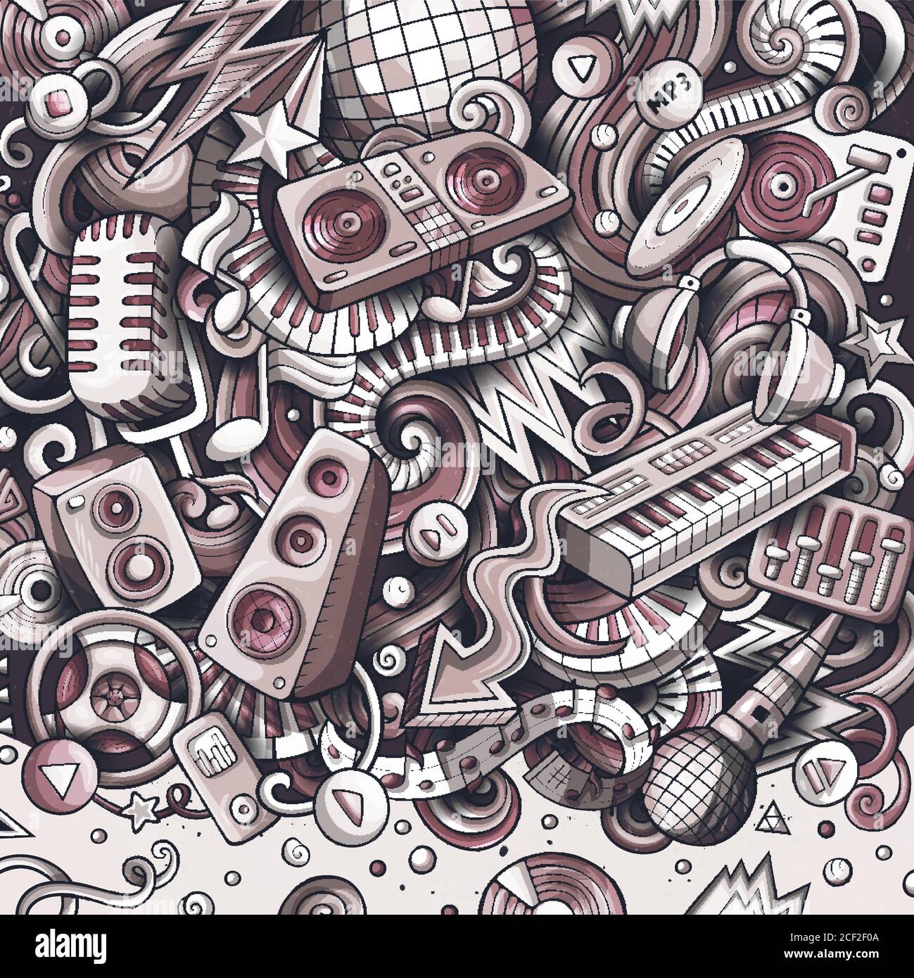 Cartoon vector doodles Disco music frame Stock Vector Image & Art - Alamy