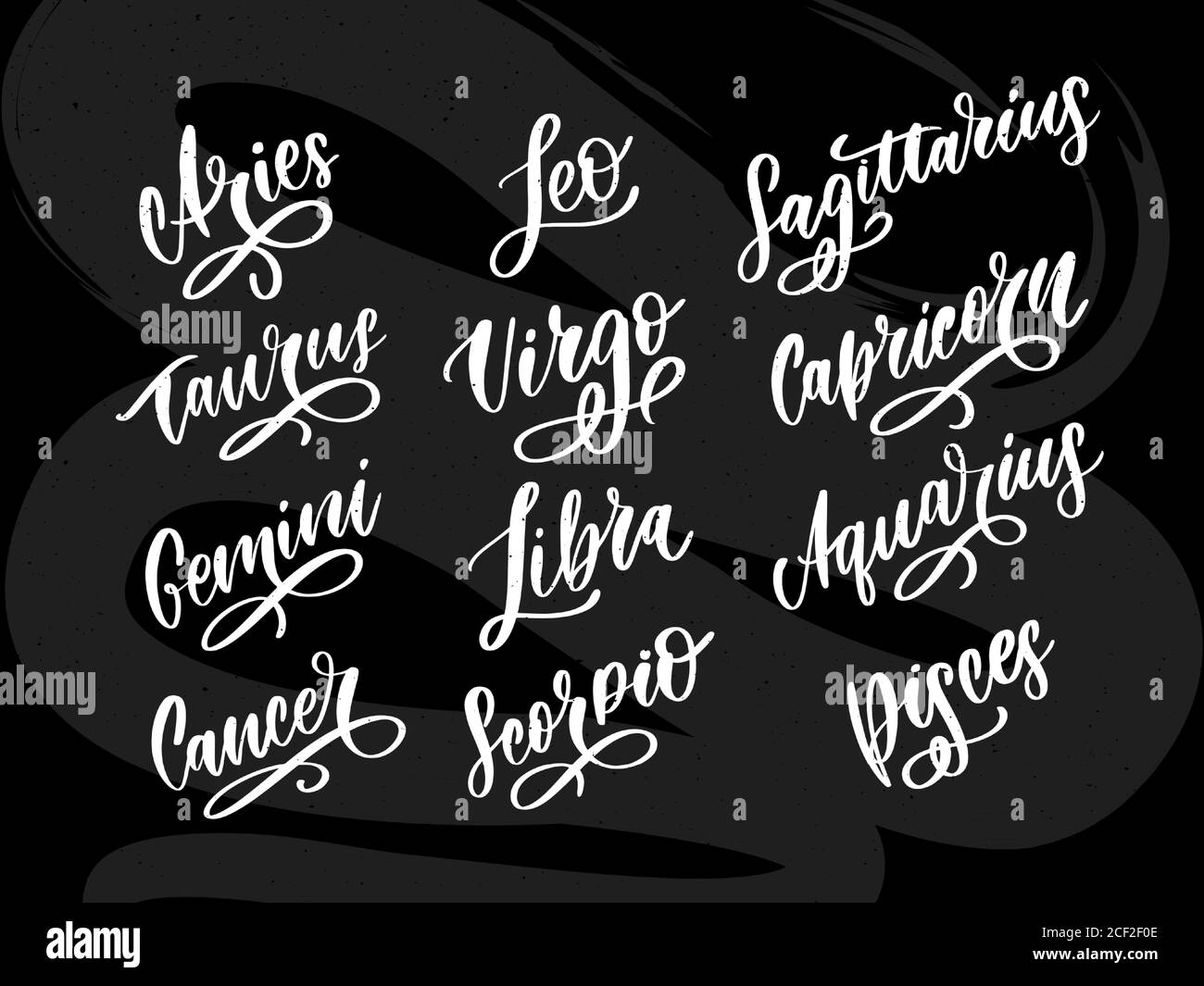 Zodiac lettering Vector Sign. Cartoon astrology text illustration ...