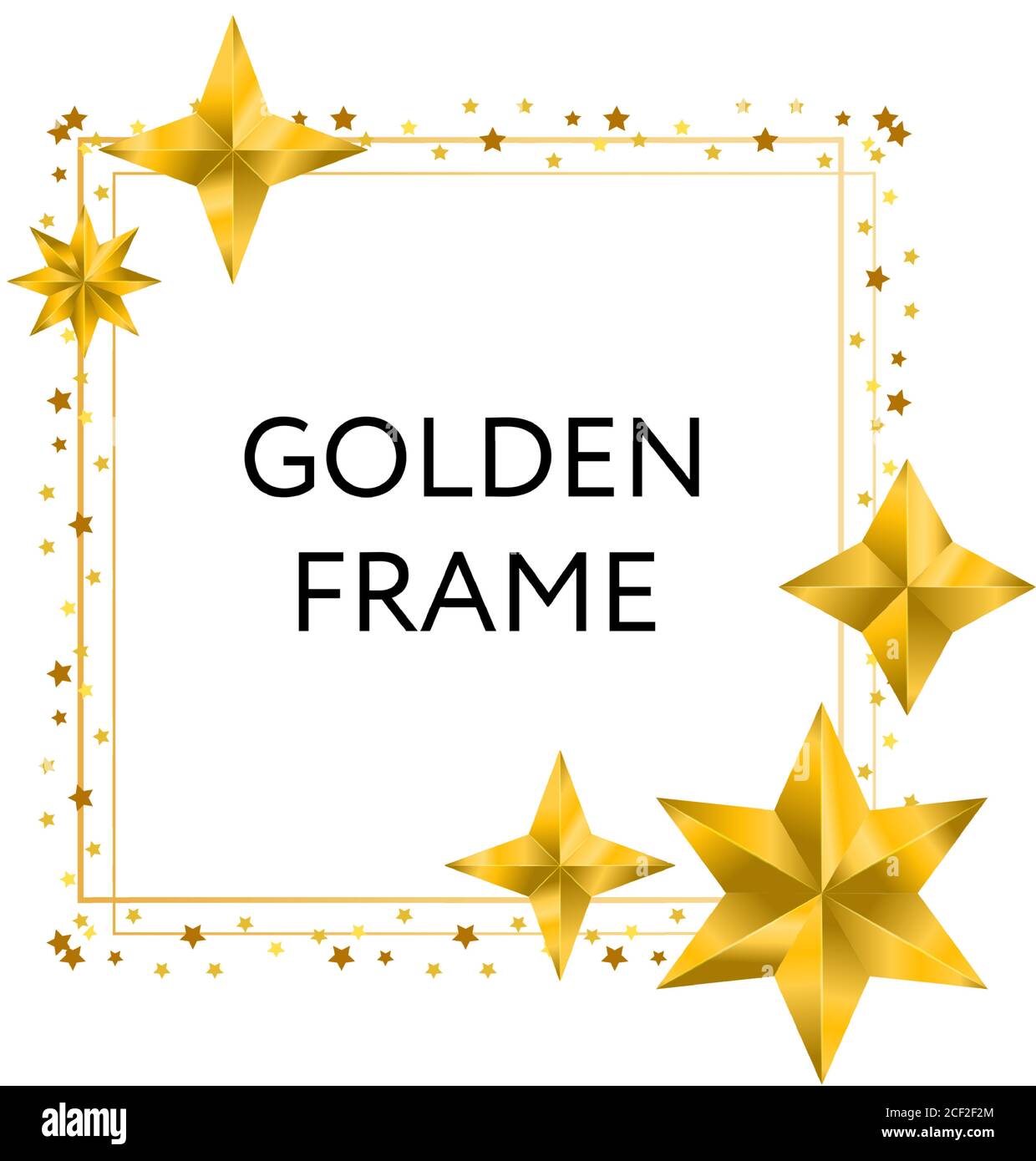 Vector golden frame. Shining rectangle banner. Isolated on black ...