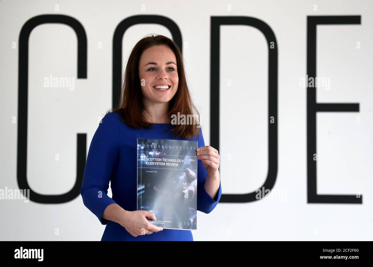 Finance Secretary Kate Forbes holds a copy of a Scottish Technology ...
