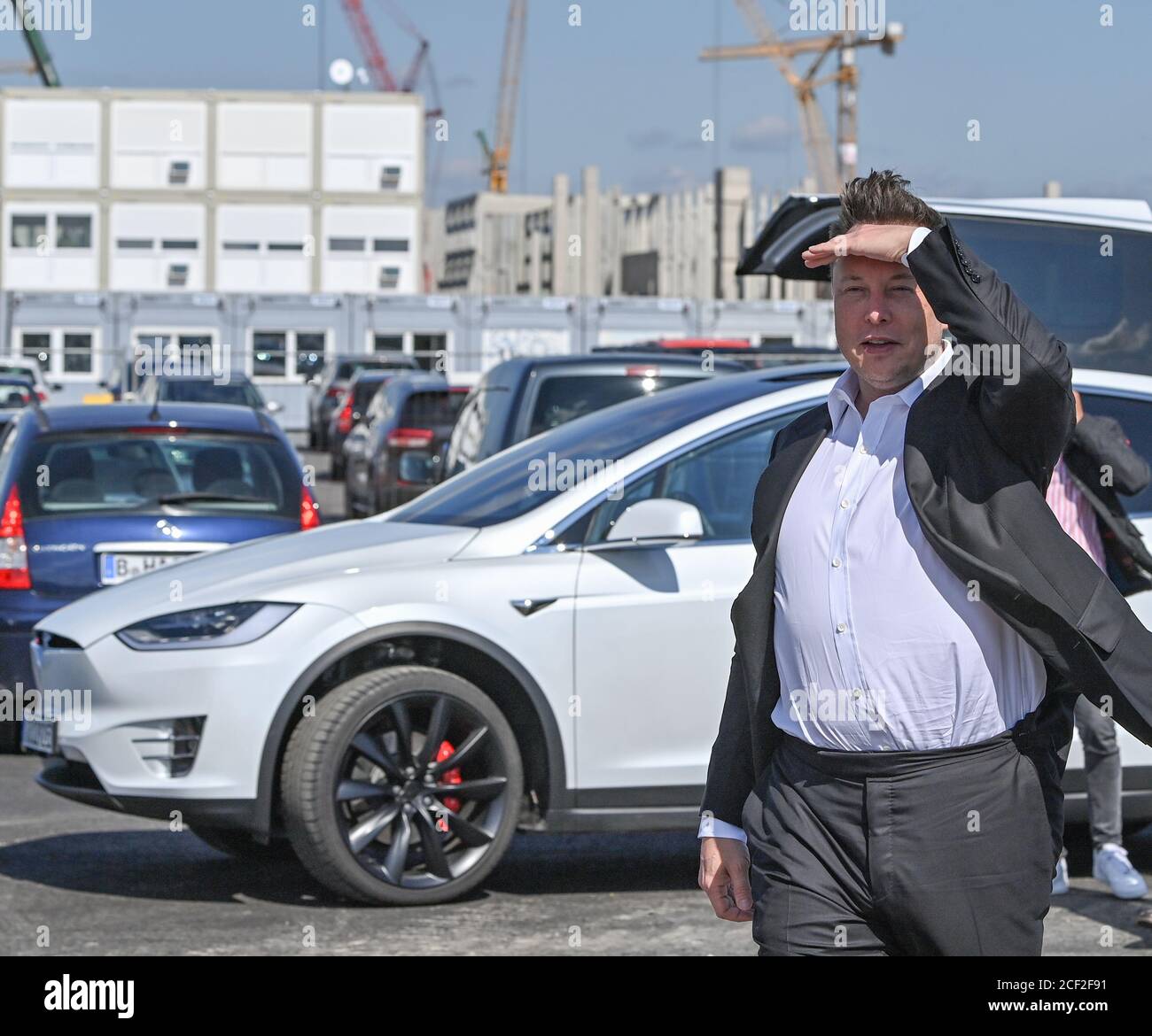 03 September 2020, Brandenburg, Grünheide, Germany: Elon Musk, Tesla ...