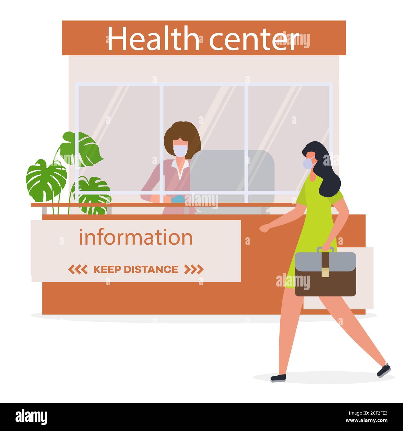 Vector illustration Health center. Reception room at clinic ...