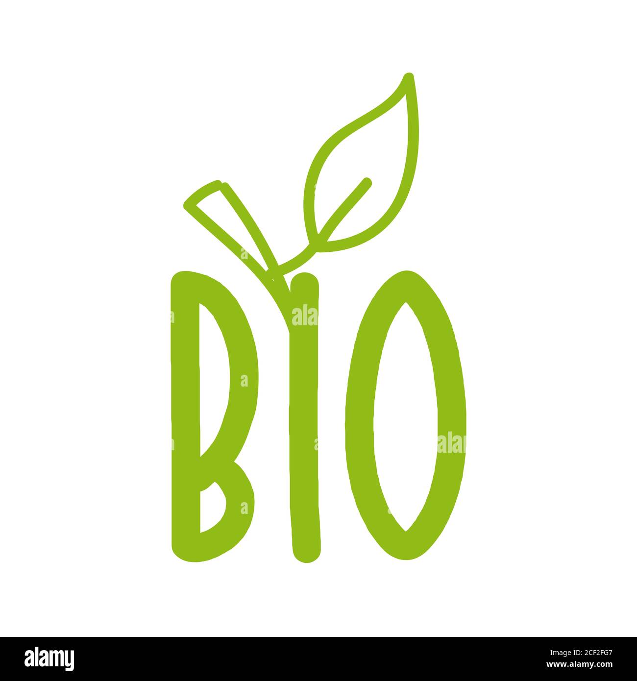 Bio food with leaf icon modern brush calligraphy Stock Photo - Alamy