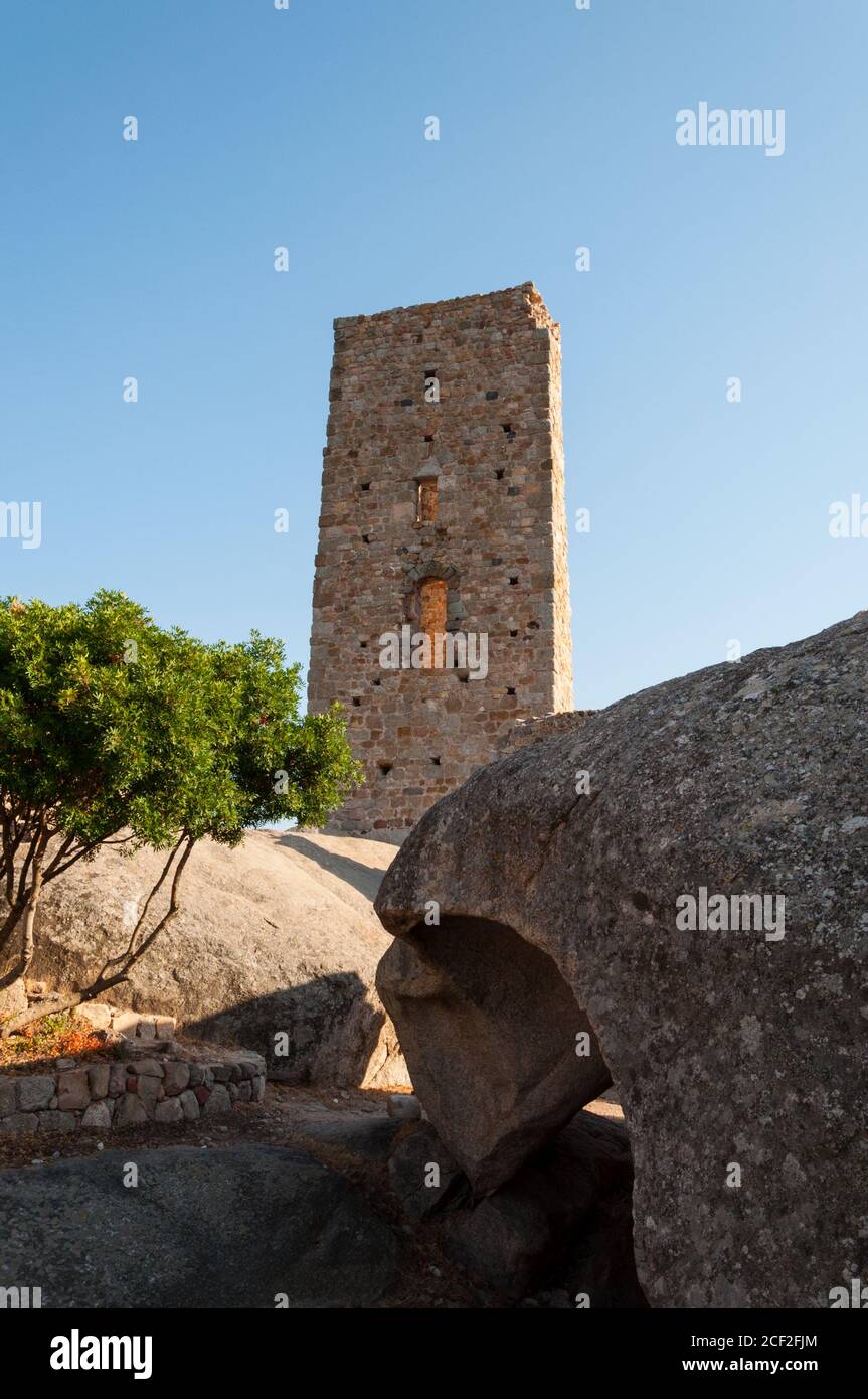 Olbia, landscape the ancient medieval tower of the castle of Pedres ...
