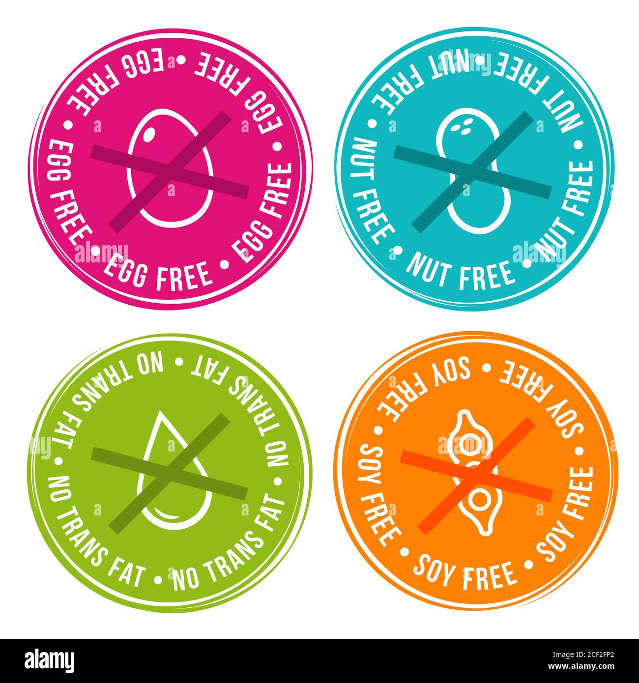 Egg free, Nut free, Transfat free and Soy free Badges. Eps10 Vector ...