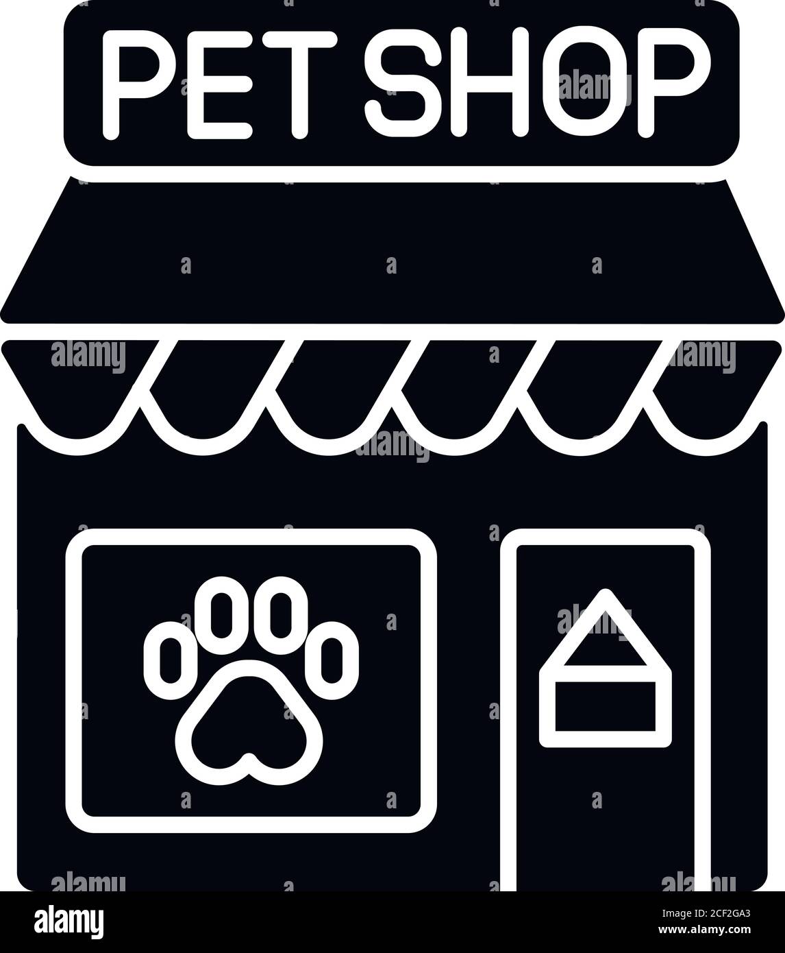 Pet shop black glyph icon. Local store with various products for ...