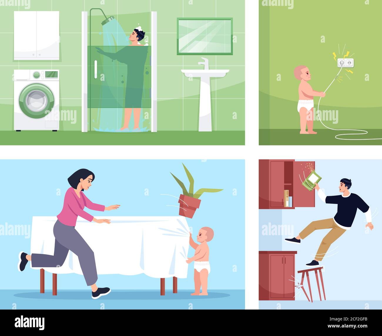 Woman falling off chair Stock Vector Images - Alamy