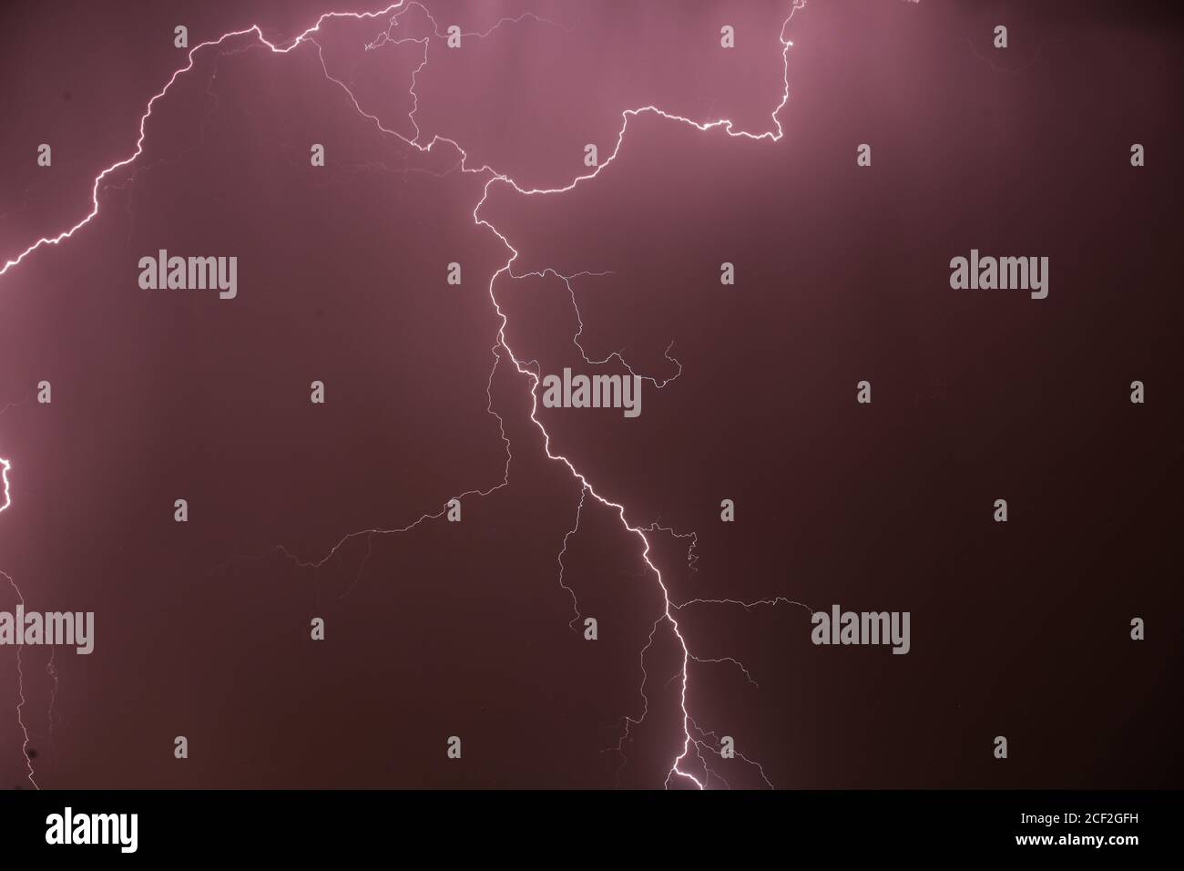 Lightning storm linear shape night Stock Photo - Alamy
