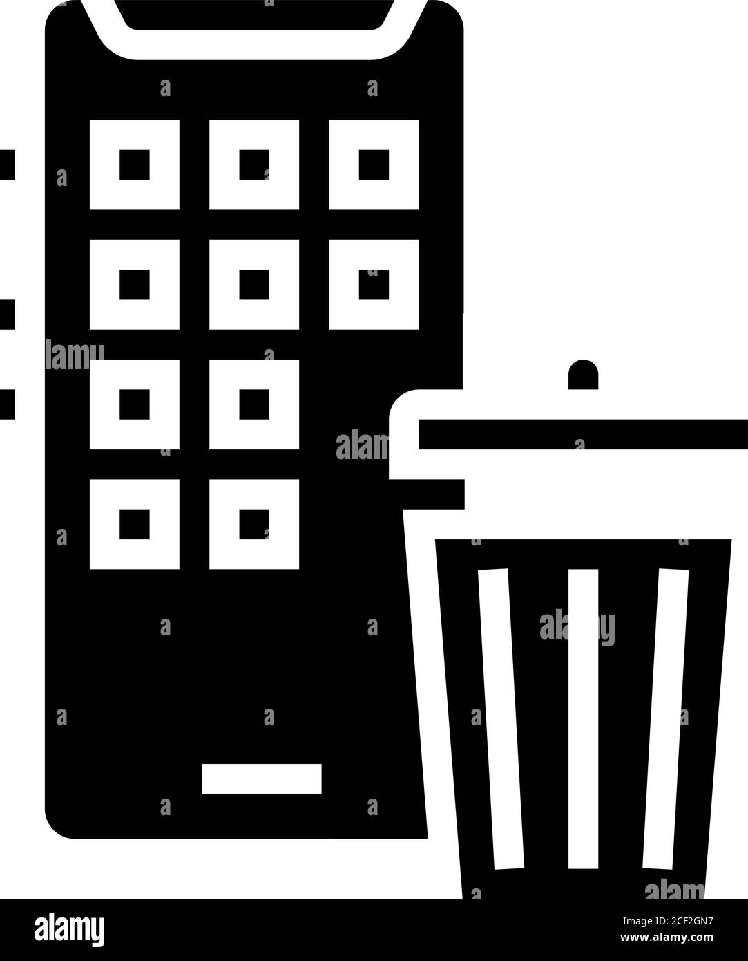 mobile phone trash bin glyph icon vector illustration Stock Vector ...