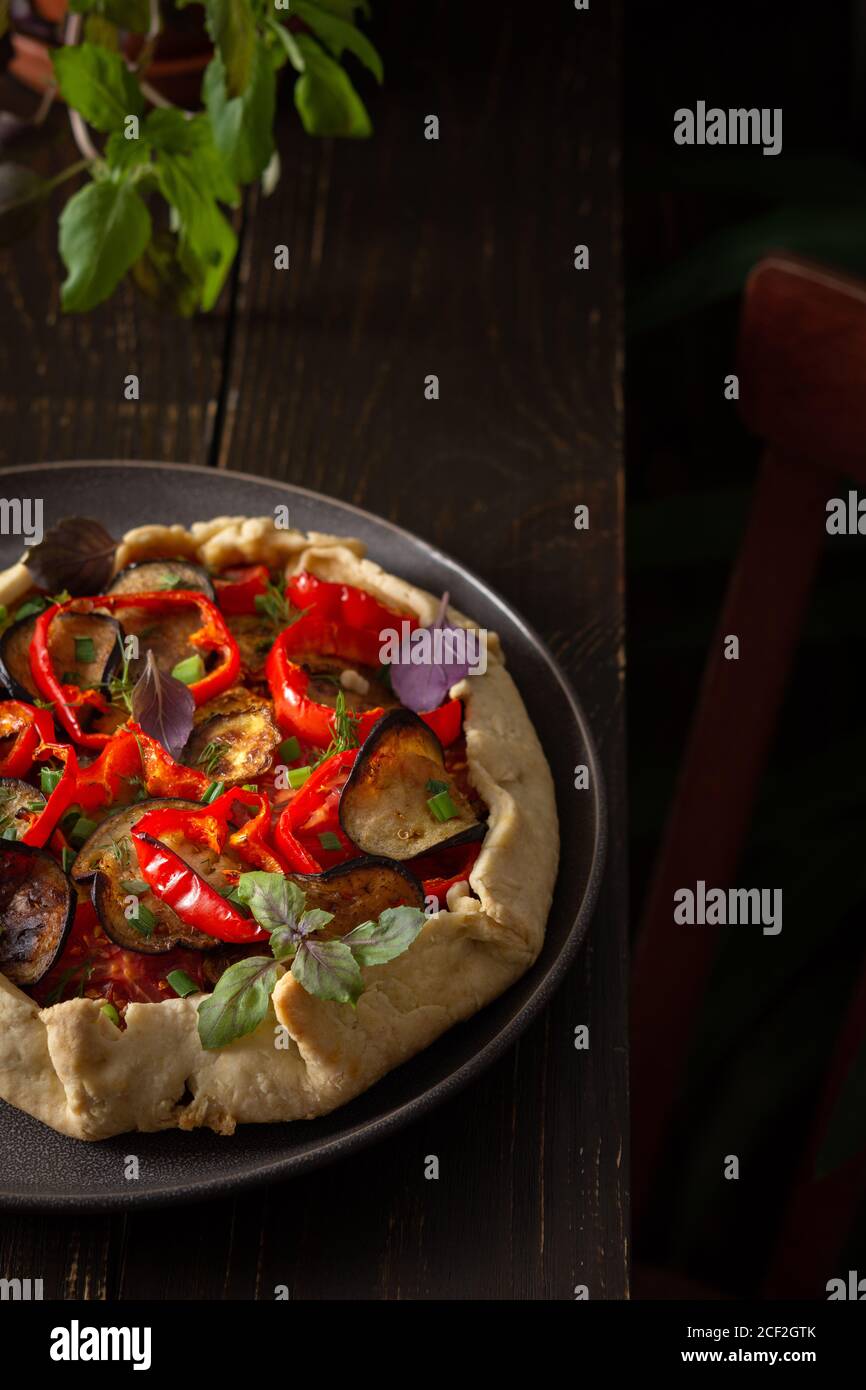 Delicious vegetable galette, open pie from shortcrust pastry with ...