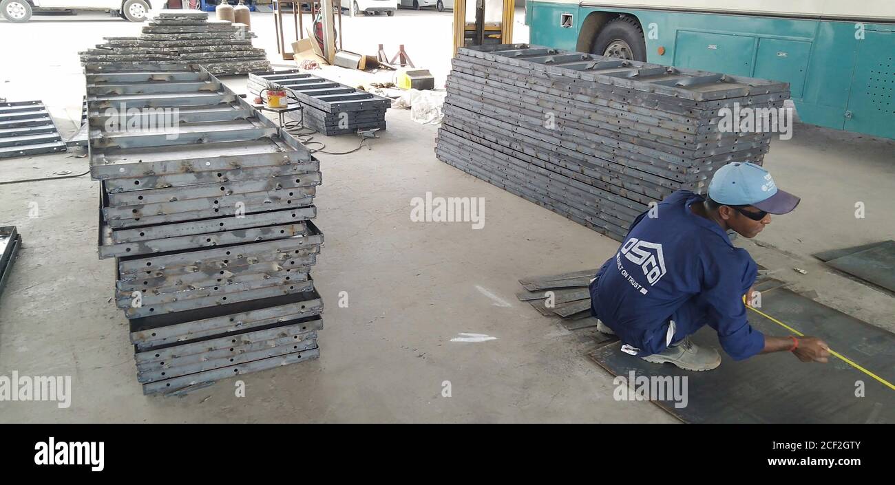 steel Structural fabrication workshop. Muscat, Oman Stock Photo - Alamy