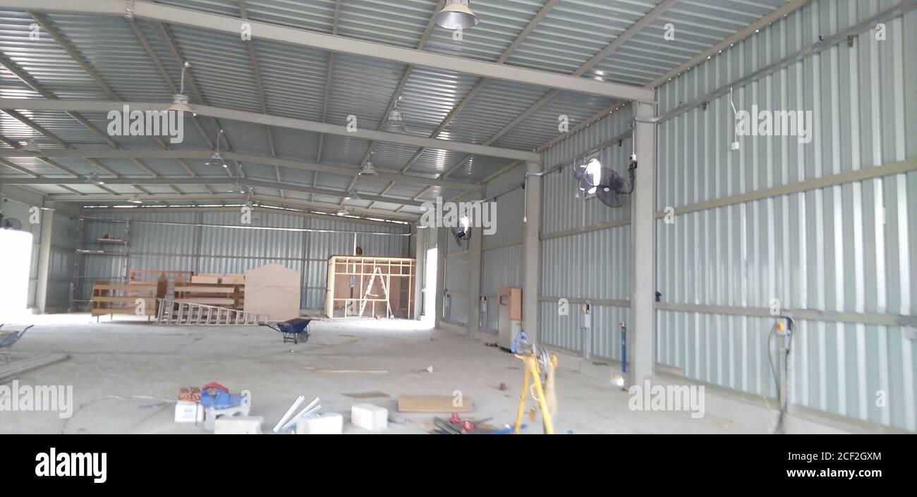 Industrial warehouse construction and interior of roof ceiling ...