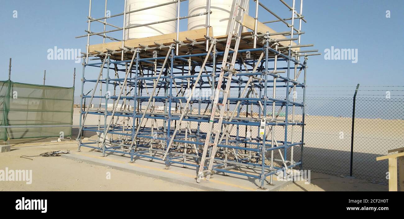 scaffolding work for water tank Stock Photo - Alamy