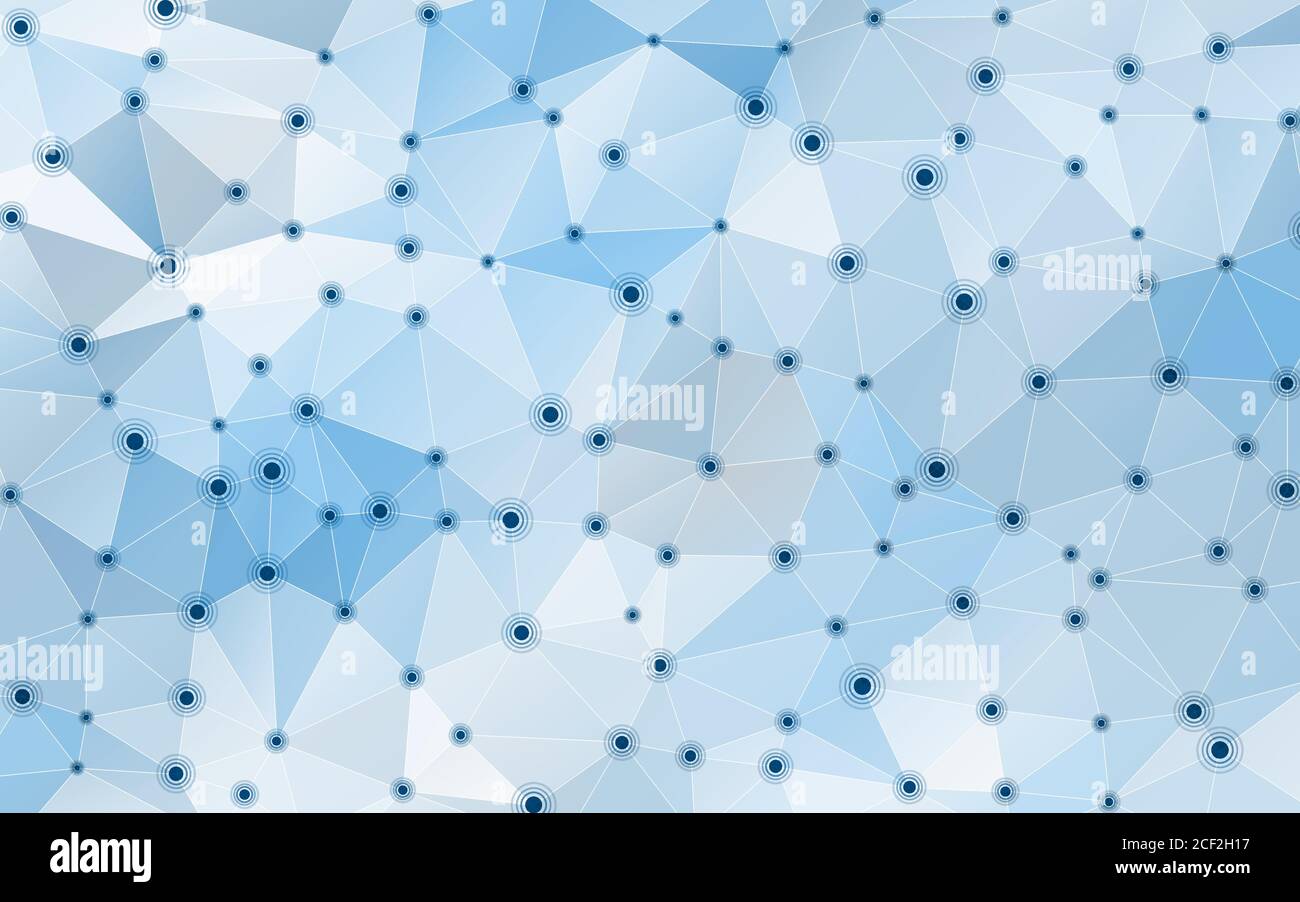 Abstract blue geometric crystal background with triangular polygons. Vector illustration. Dots ...