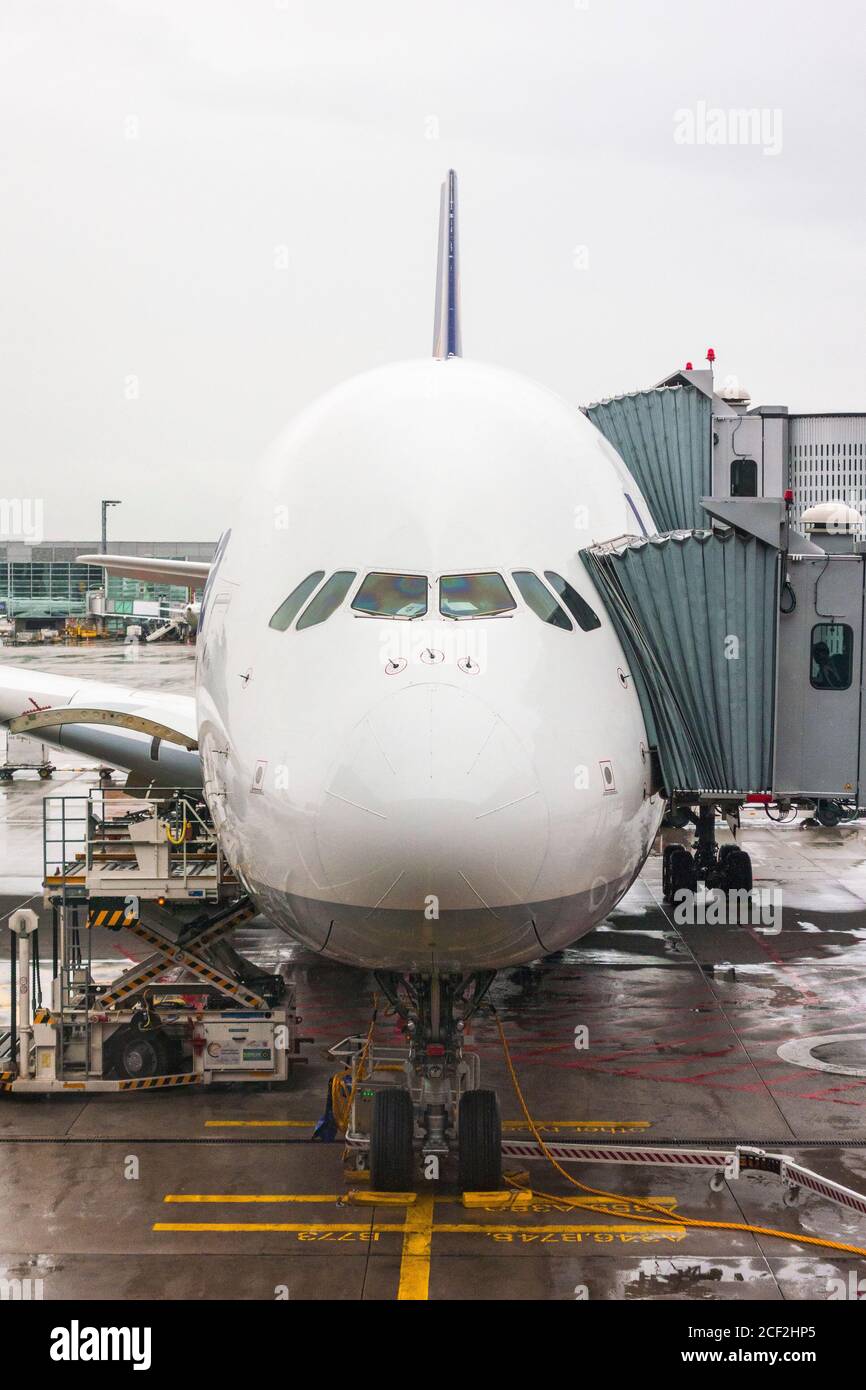 Front view at an Airbus an airport Stock Photo - Alamy