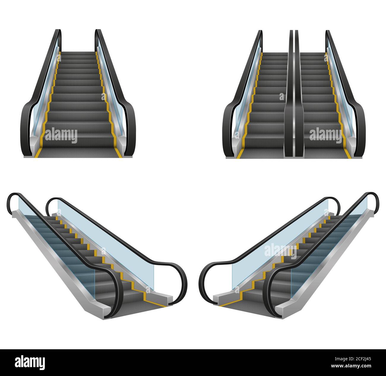 realistic modern escalator vector illustration isolated on white ...