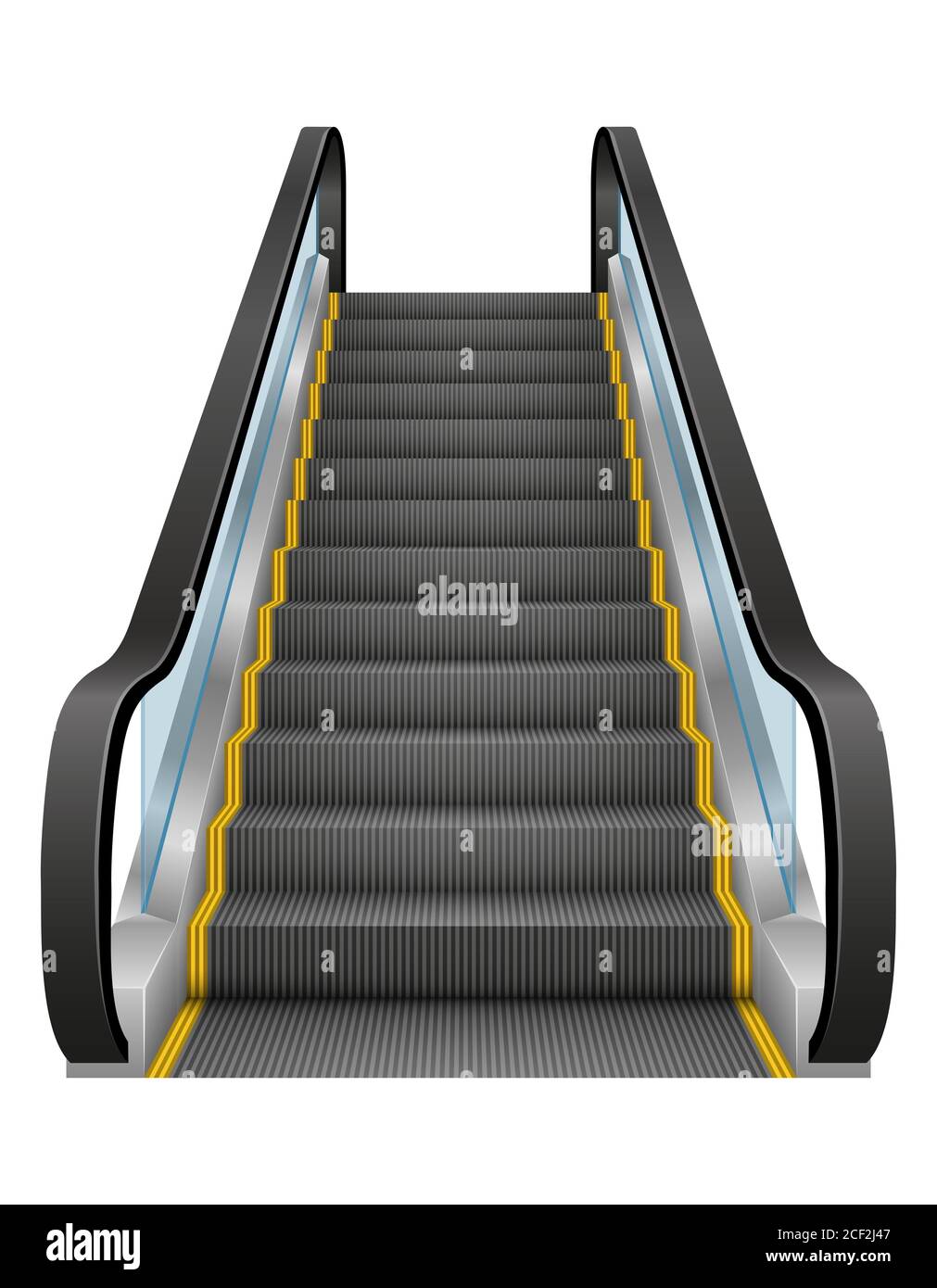 realistic modern escalator vector illustration isolated on white ...