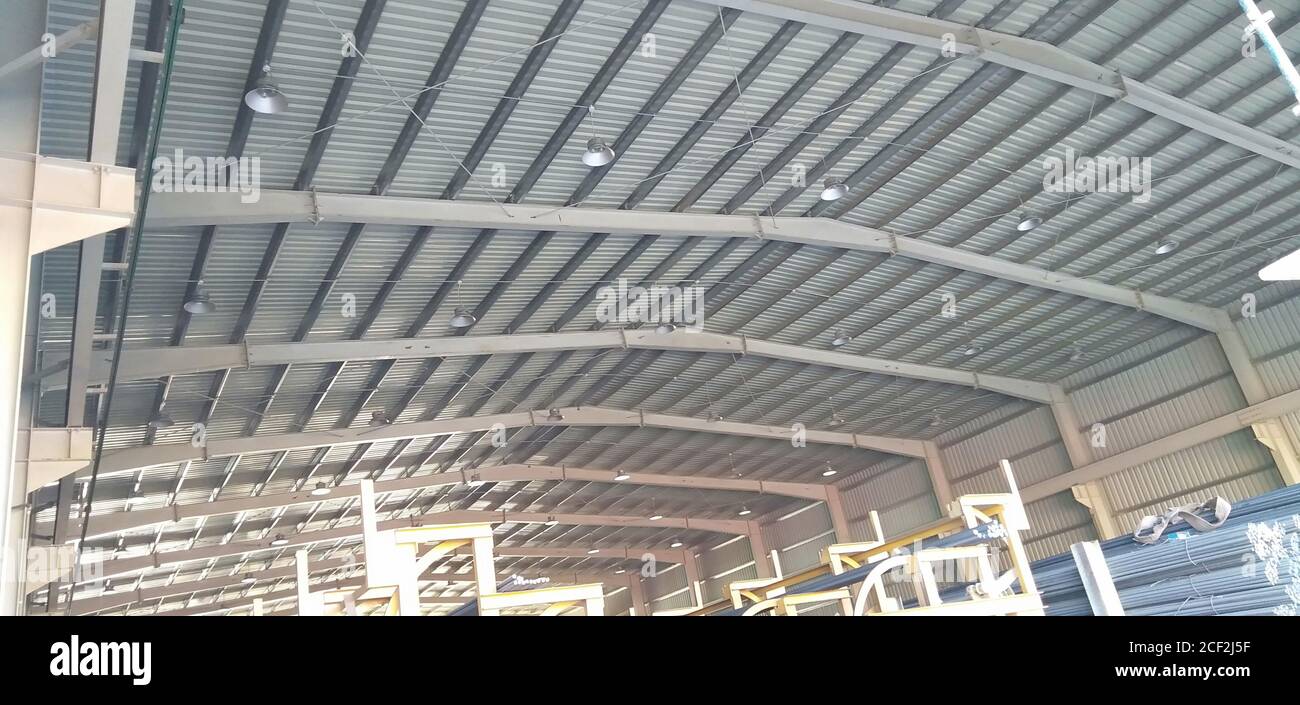 Industrial warehouse construction and interior of roof ceiling ...