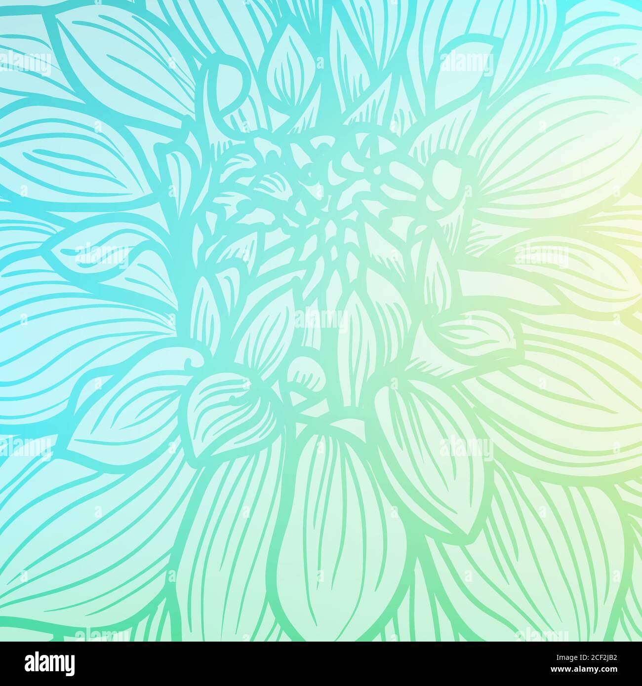 Background with hand drawn Dahlia flower. Soft light blue colors ...