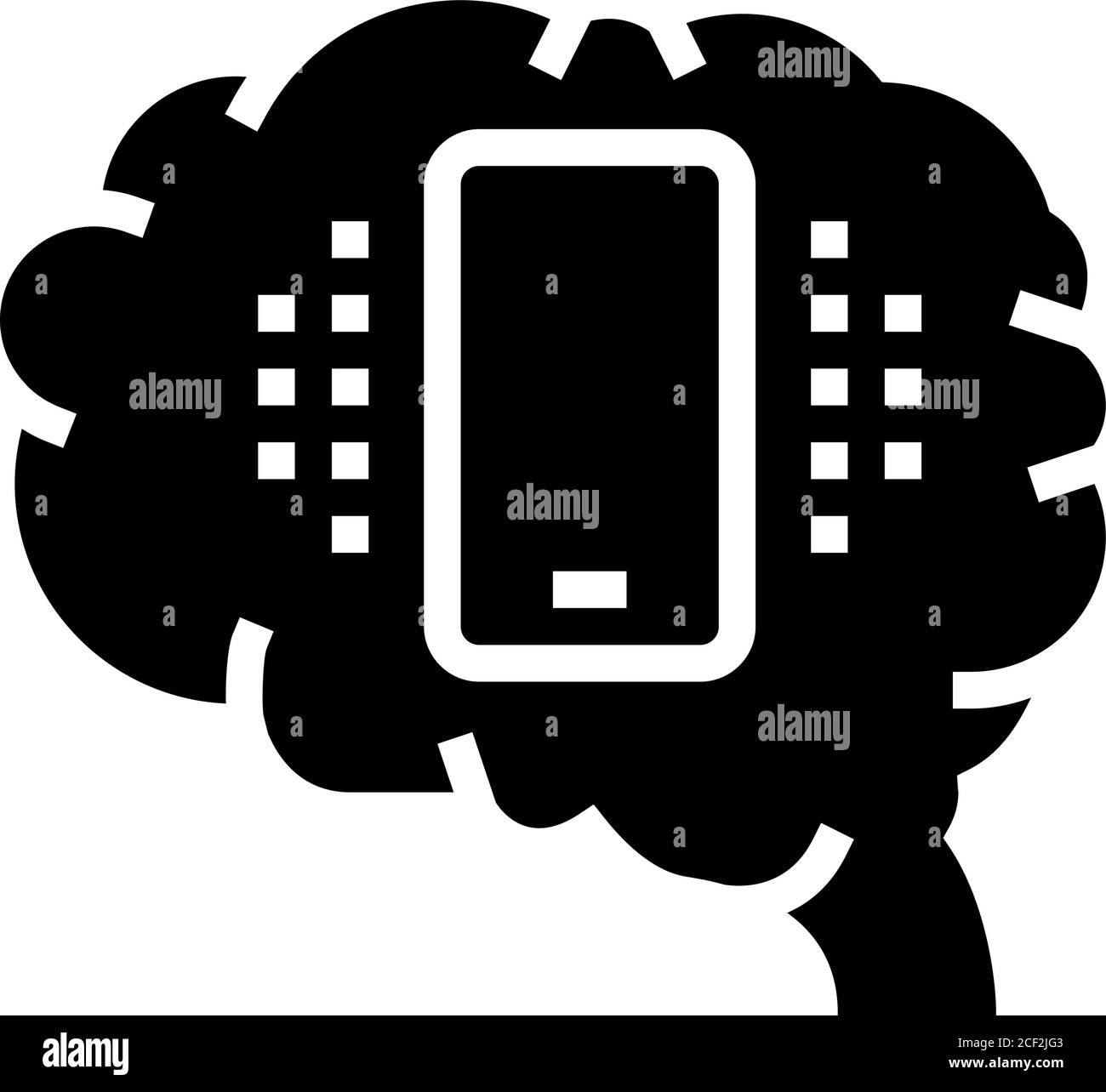 mobile phone brain glyph icon vector illustration Stock Vector Image ...