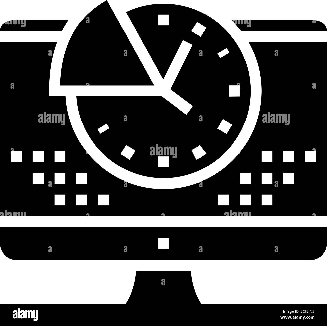 time for working on computer glyph icon vector illustration Stock ...