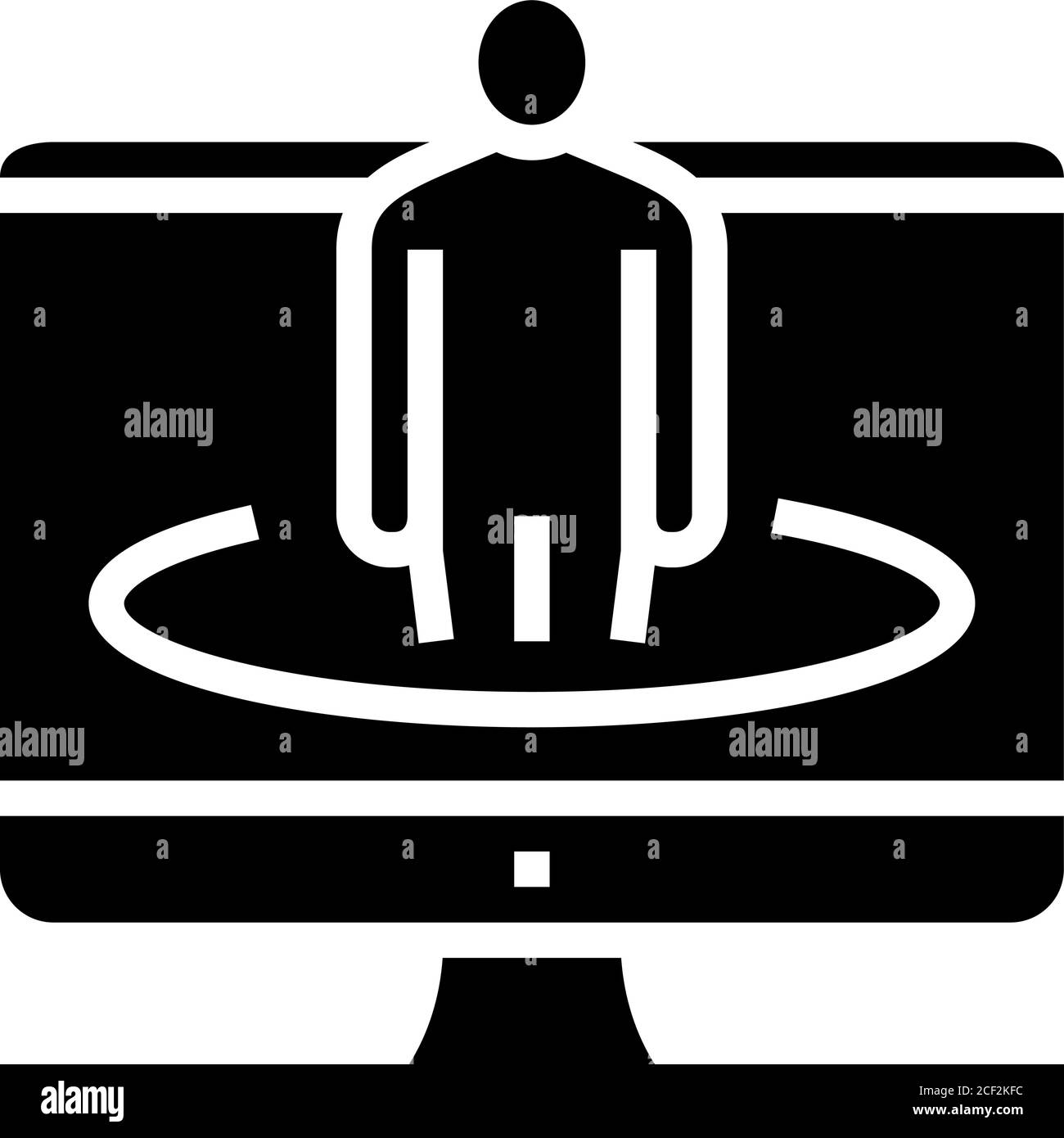 human on computer screen glyph icon vector illustration Stock Vector ...