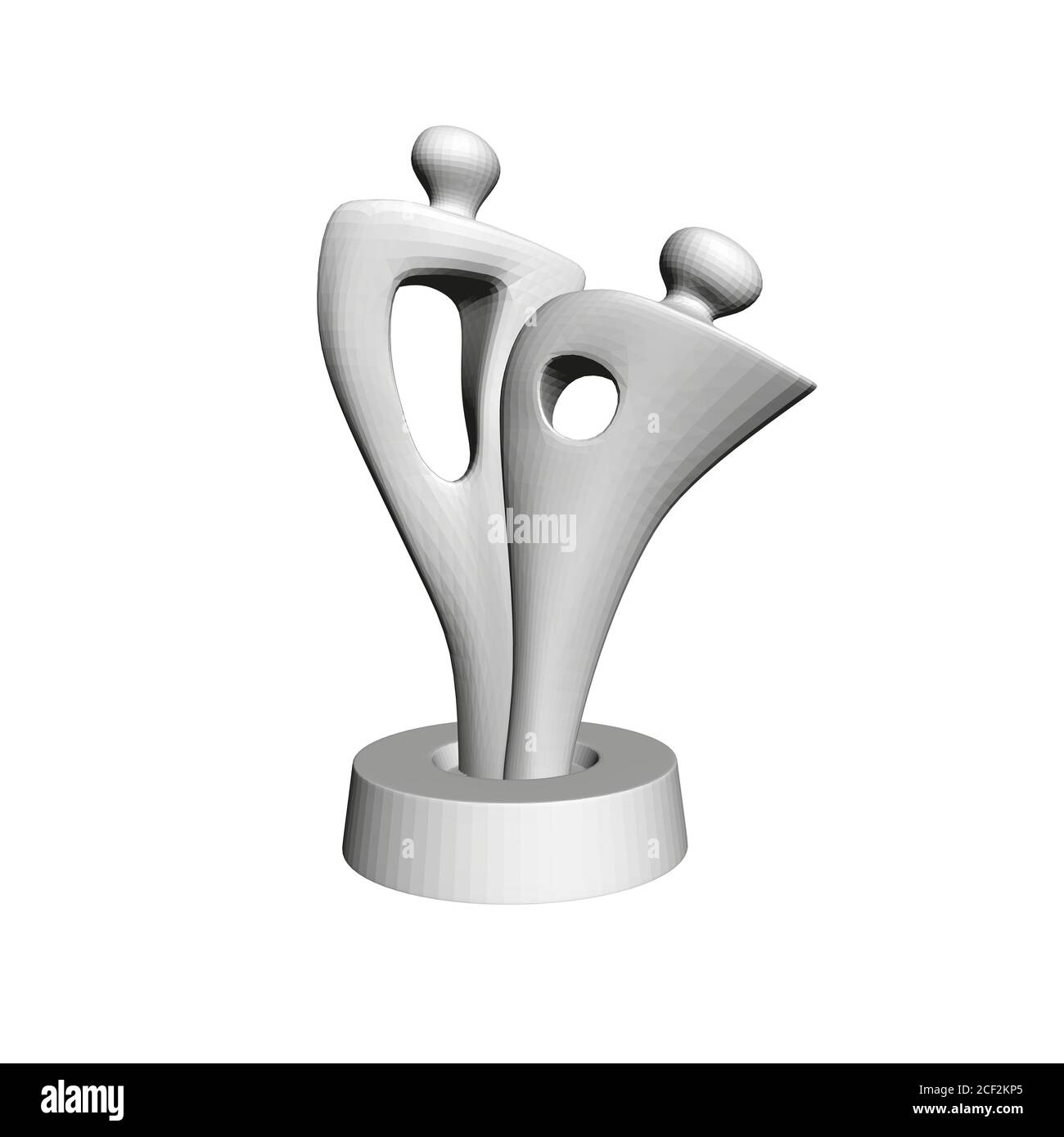 Model of an abstract statue with two human shapes. The statue is ...